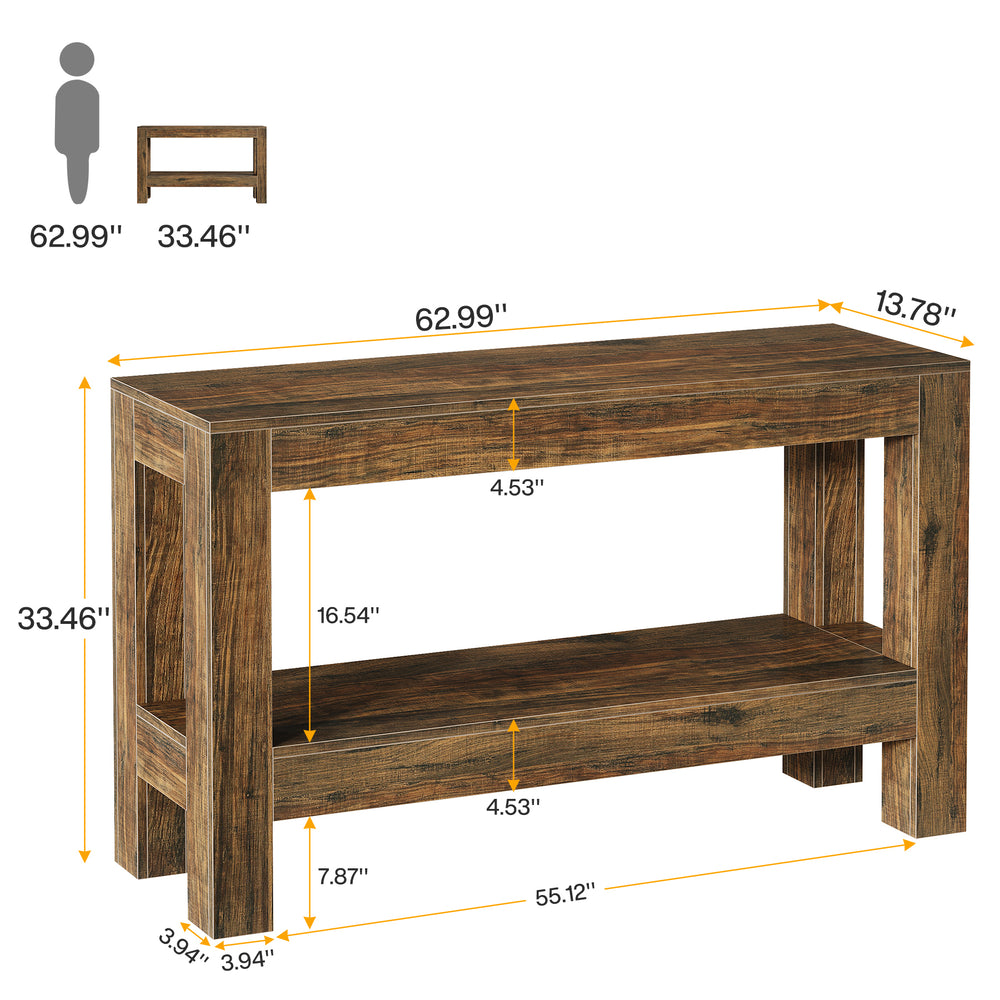 Tribesigns 63" Console Table, Farmhouse 2-Tier Entryway Sofa Table ...