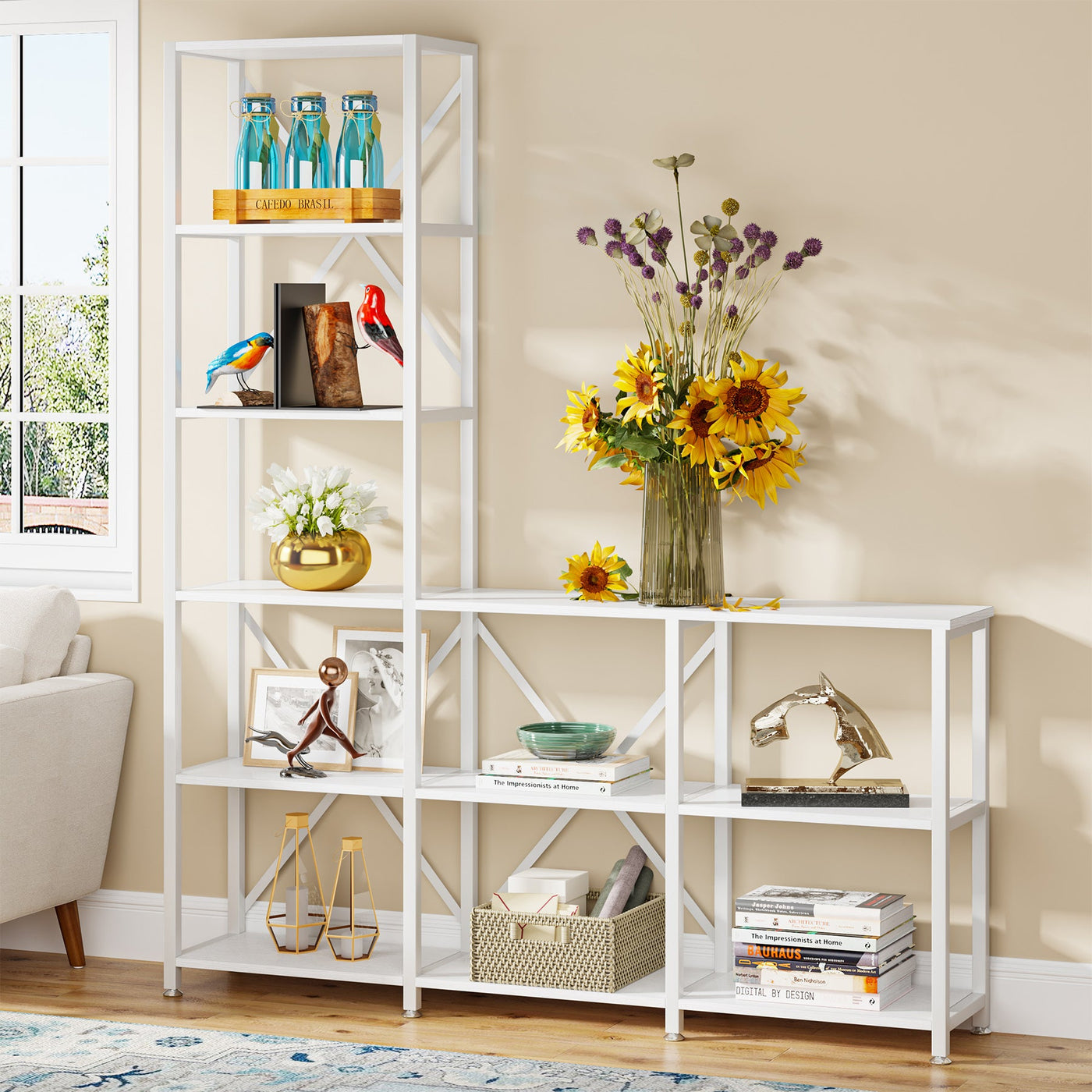 Tribesigns 9-shelf Bookshelf Industrial Ladder Etagere Bookcase