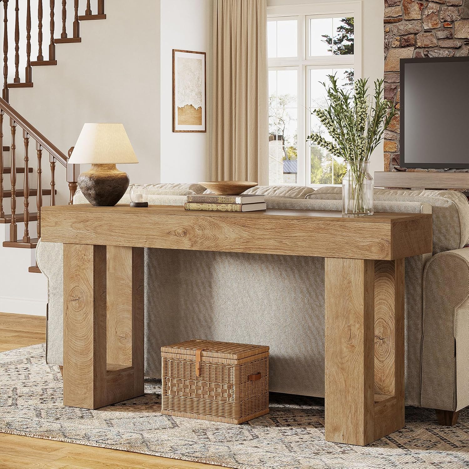 Tribesigns 63-Inch Console Table, Farmhouse Wooden Sofa Table-Tribesigns