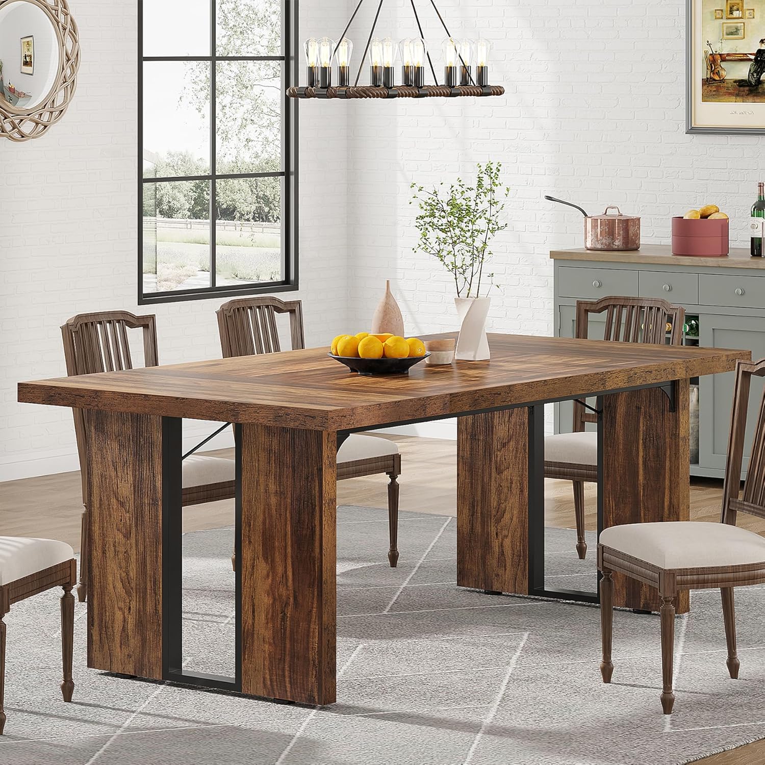 Tribesigns 71"Farmhouse Dining Breakfast Table for 6 to 8 People-Tribesigns