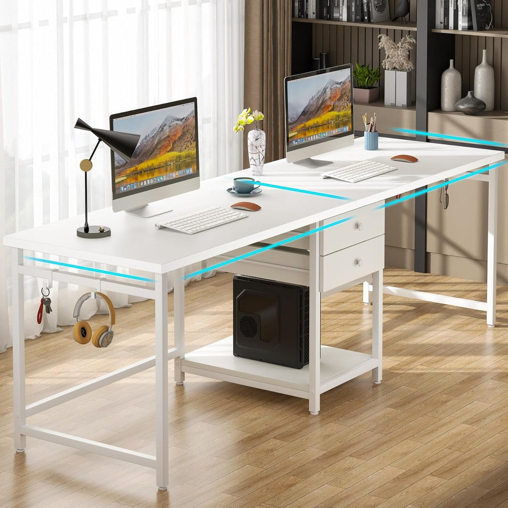 Tribesigns Two Person Desk, 78" Double Computer Desk with Drawers ...