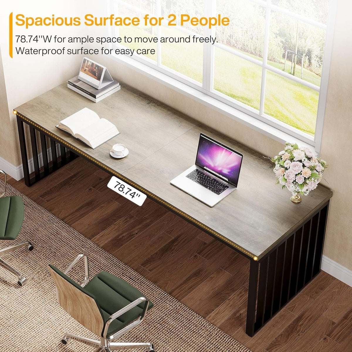 Tribesigns 78.74" Two Person Desk Executive Desk Double Computer Desk ...