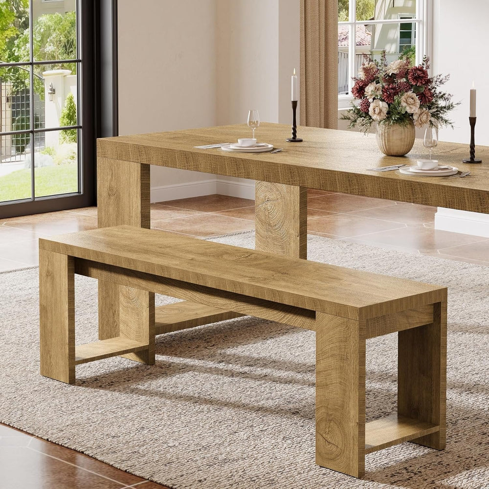 47.2" Dining Bench, Farmhouse End of Bed Bench for Bedroom Dining Room ...