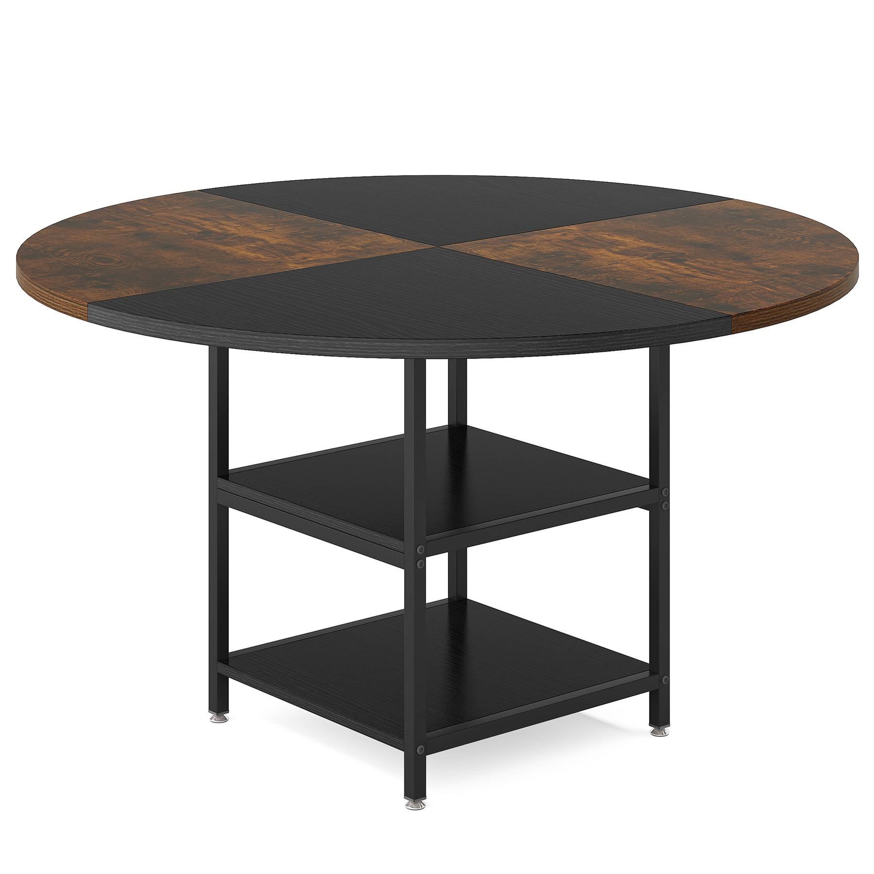 Tribesigns Dining Table, Round Kitchen Dinner Table with Storage Shelf