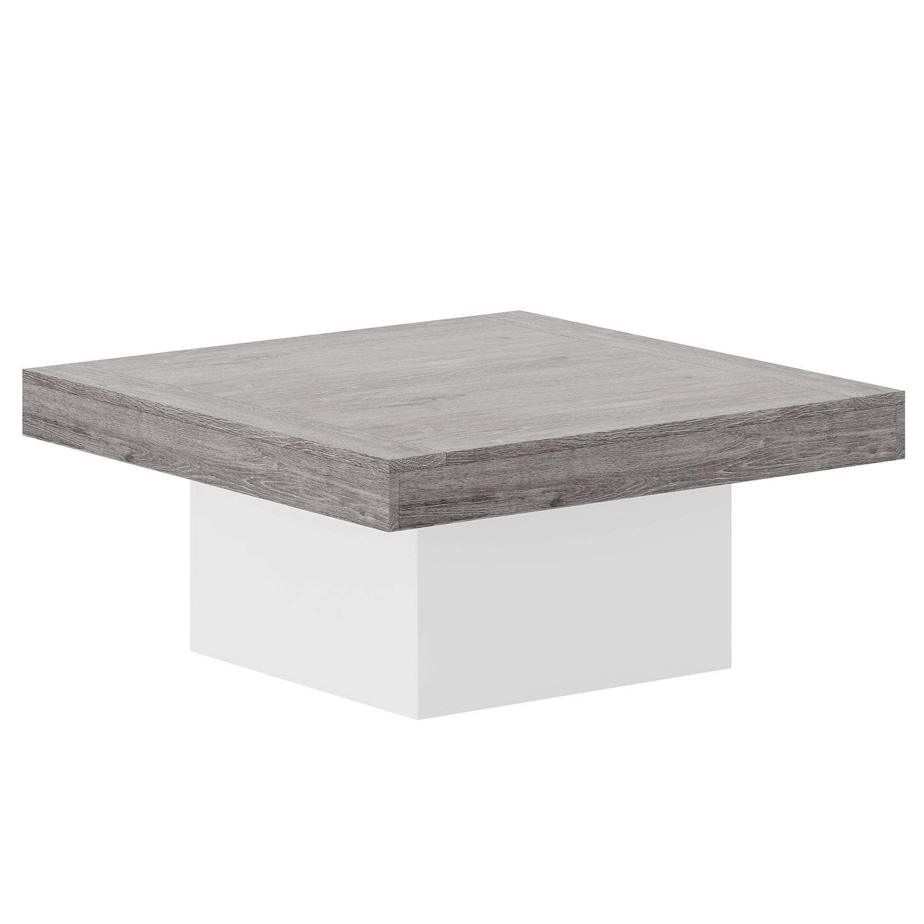Tribesigns Farmhouse Coffee Table Square Cocktail Table with LED Light