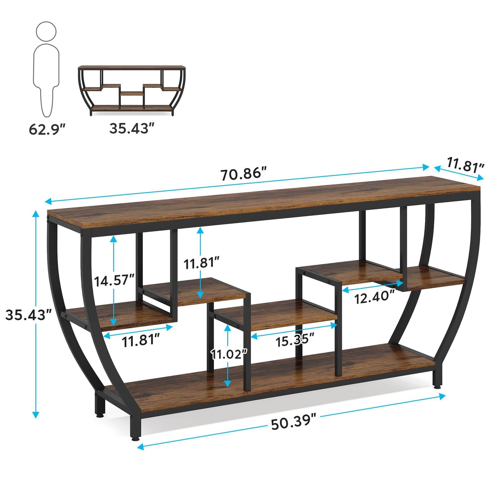 Tribesigns Console Table, 70.9" Entryway Sofa Table with Shelves-Tribesigns