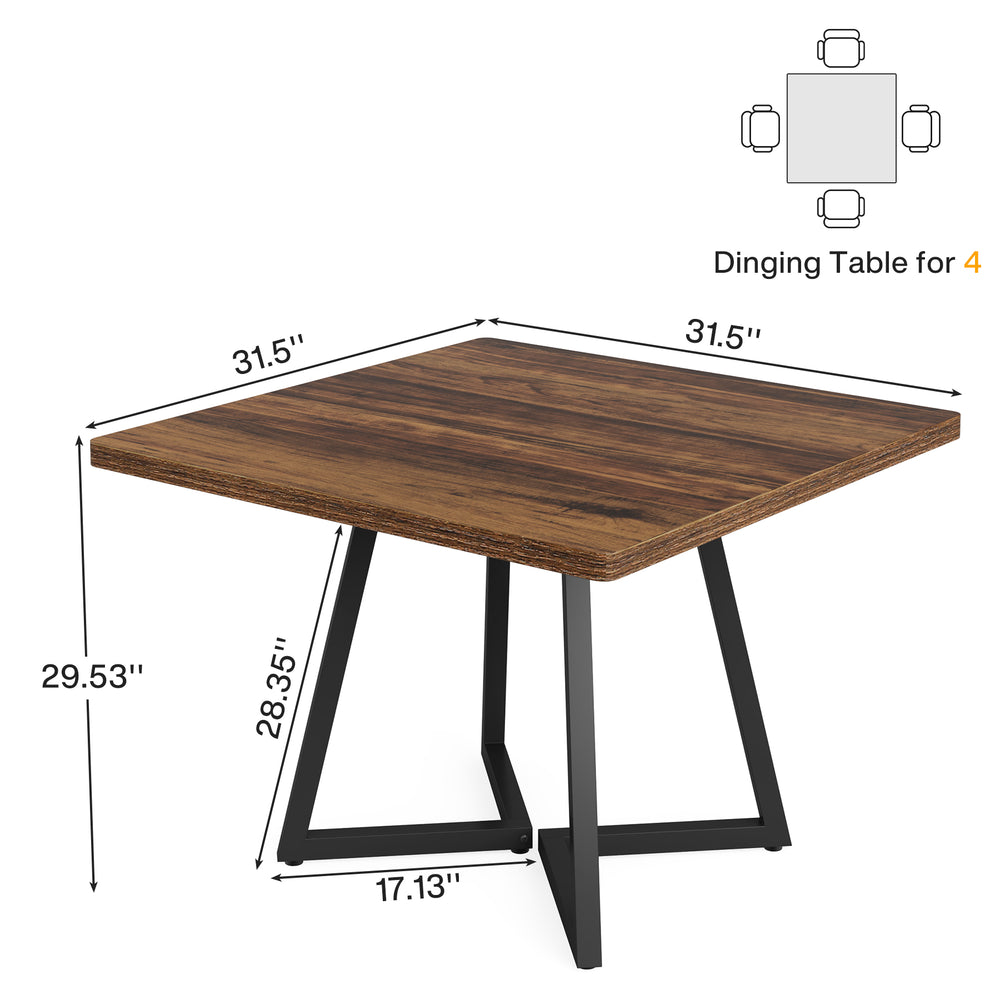 Square Dining Table, 31.5" Small Kitchen Table with Metal Base for 2-4 ...