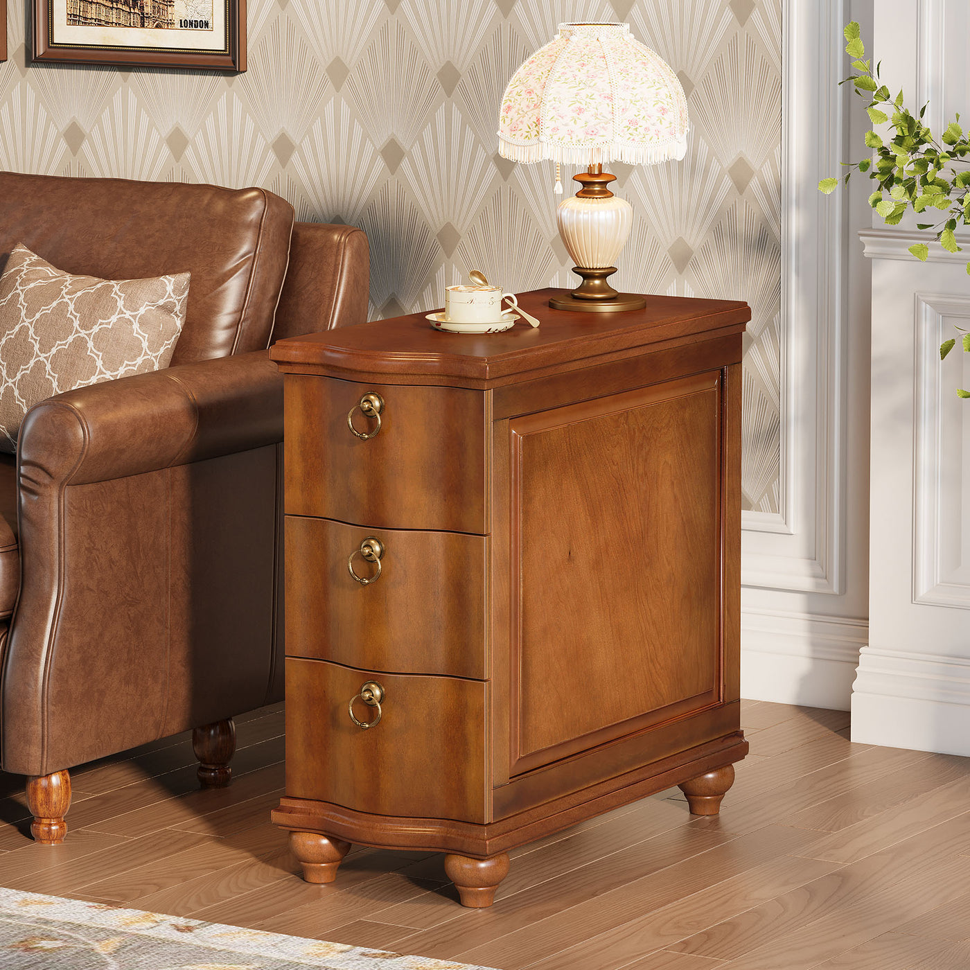 Wood Side Table, Fully Assembled End Table Nightstand with 3-Drawers ...