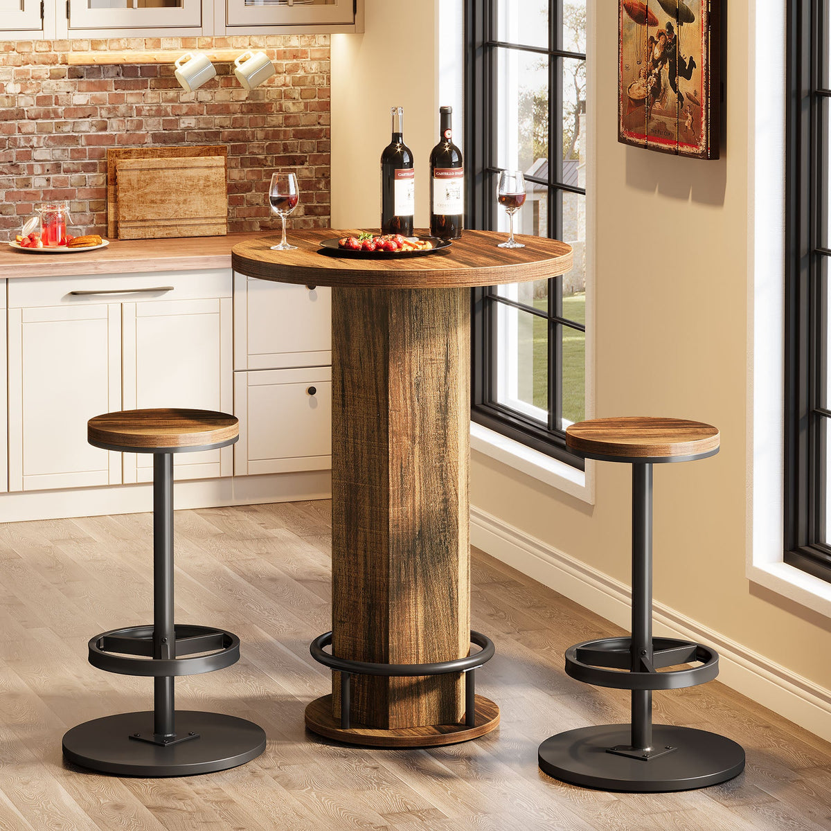 Tribesigns Bistro Sets, Pub Cocktail Table Bar Table with Chairs-Tribesigns