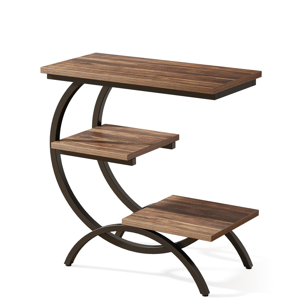 Tribesigns C-Shaped End Table, Industrial 3-Tier Side Table-Tribesigns