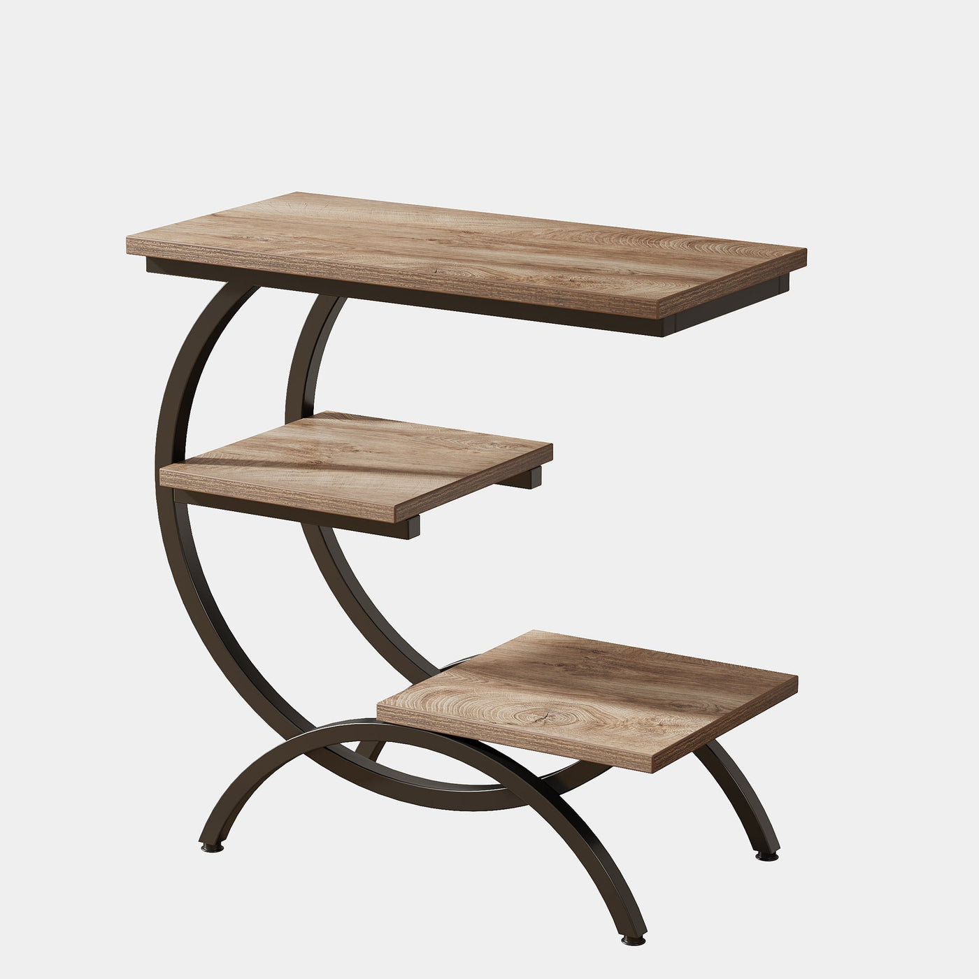 Tribesigns C-Shaped End Table, Industrial 3-Tier Side Table