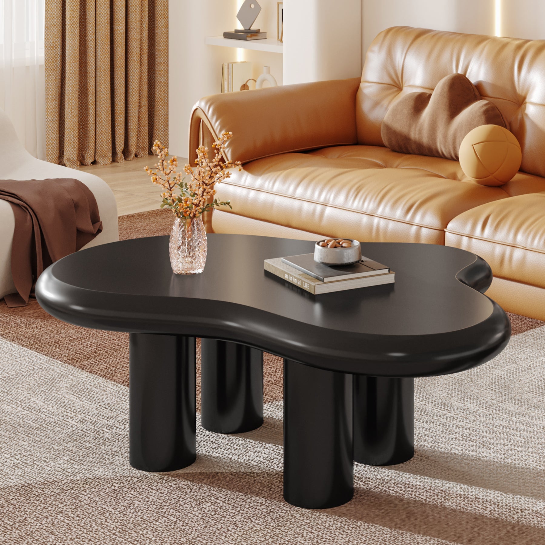 Tribesigns Cloud-Shaped Coffee Table Center Table with 4 Solid Legs