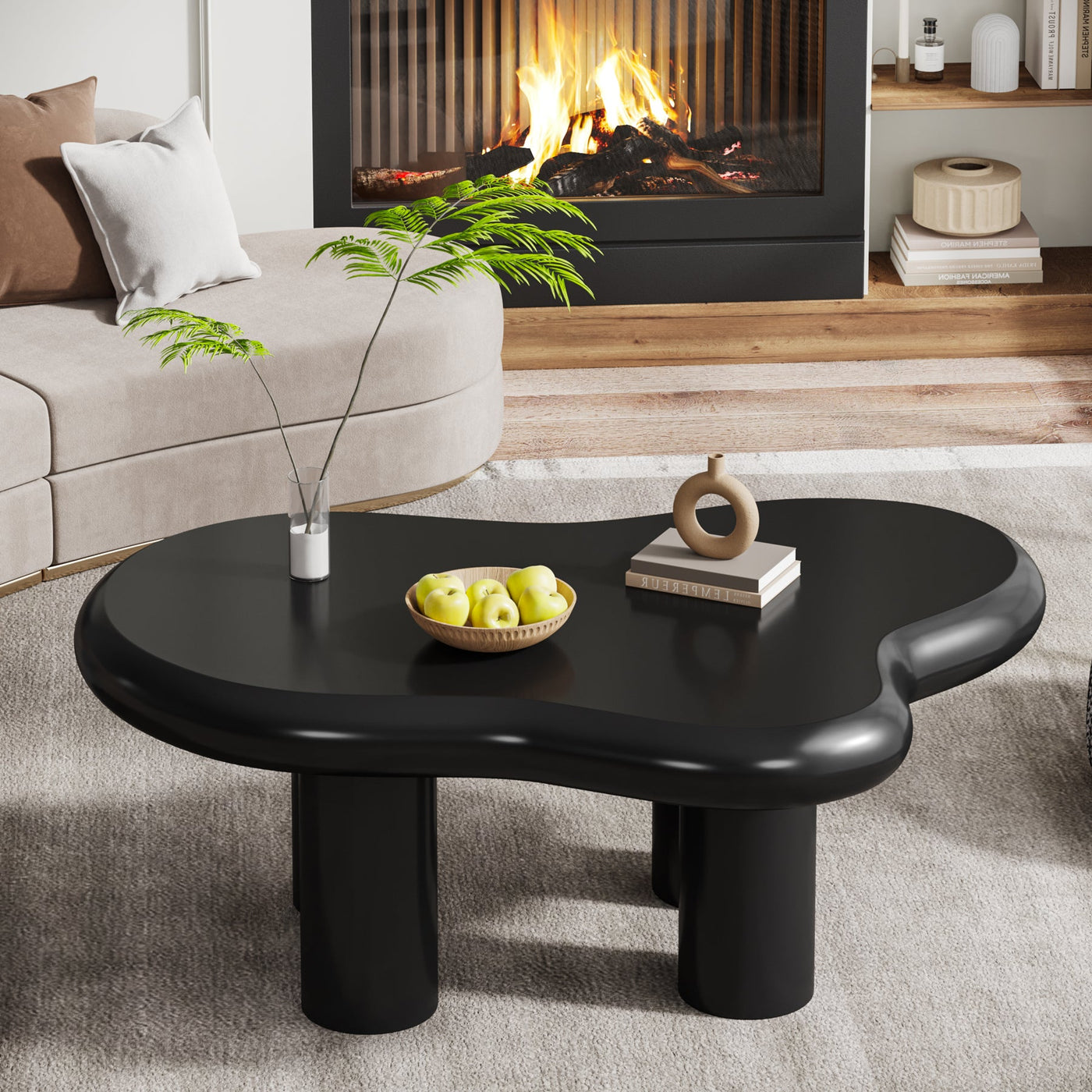 Tribesigns Cloud-Shaped Coffee Table Center Table with 4 Solid Legs