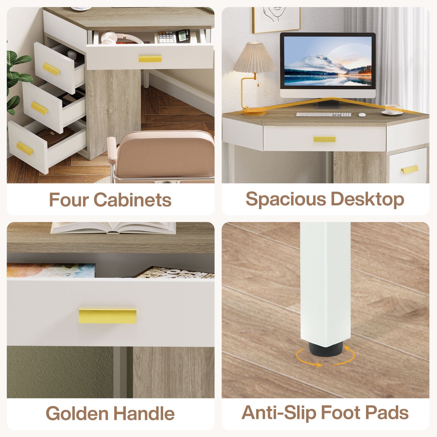 Tribesigns Corner Desk, Triangle Computer Desk Makeup Vanity Desk ...