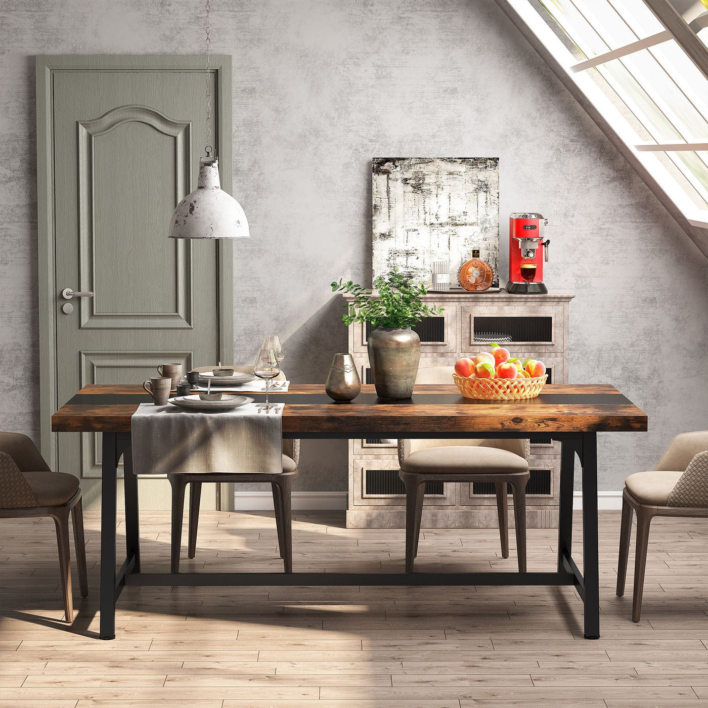 8 Person Dining Table, 70.87" Rectangular Kitchen Table-Tribesigns