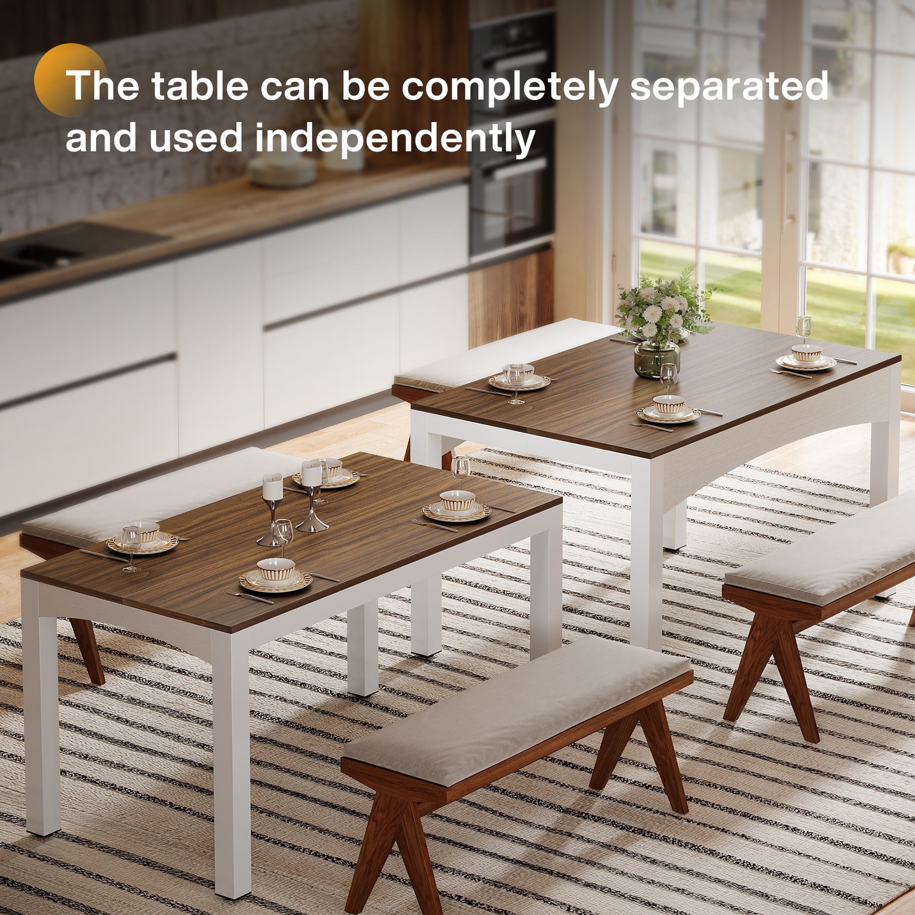 Tribesigns Extendable Dining Table, Farmhouse Kitchen Table for 6-10
