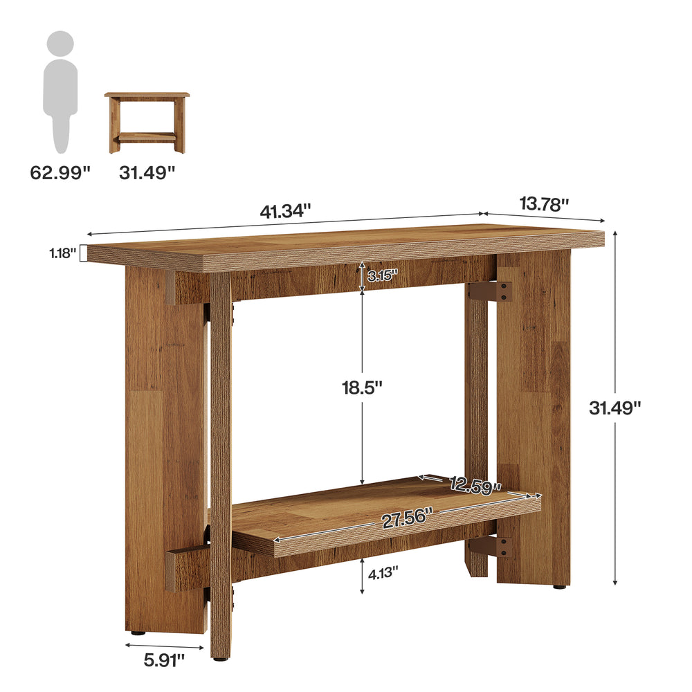 2-Tier Console Table, 41" Narrow Entryway Table with Storage Shelf ...