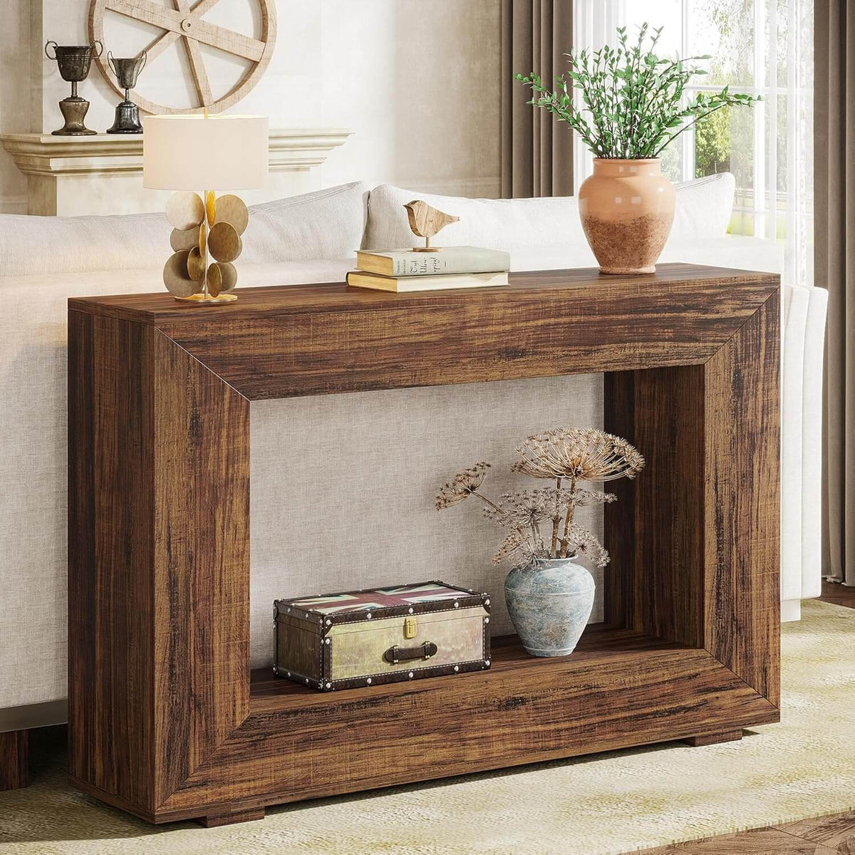 Entryway Farmhouse Table, 47" Rustic Foyer Table-Tribesigns