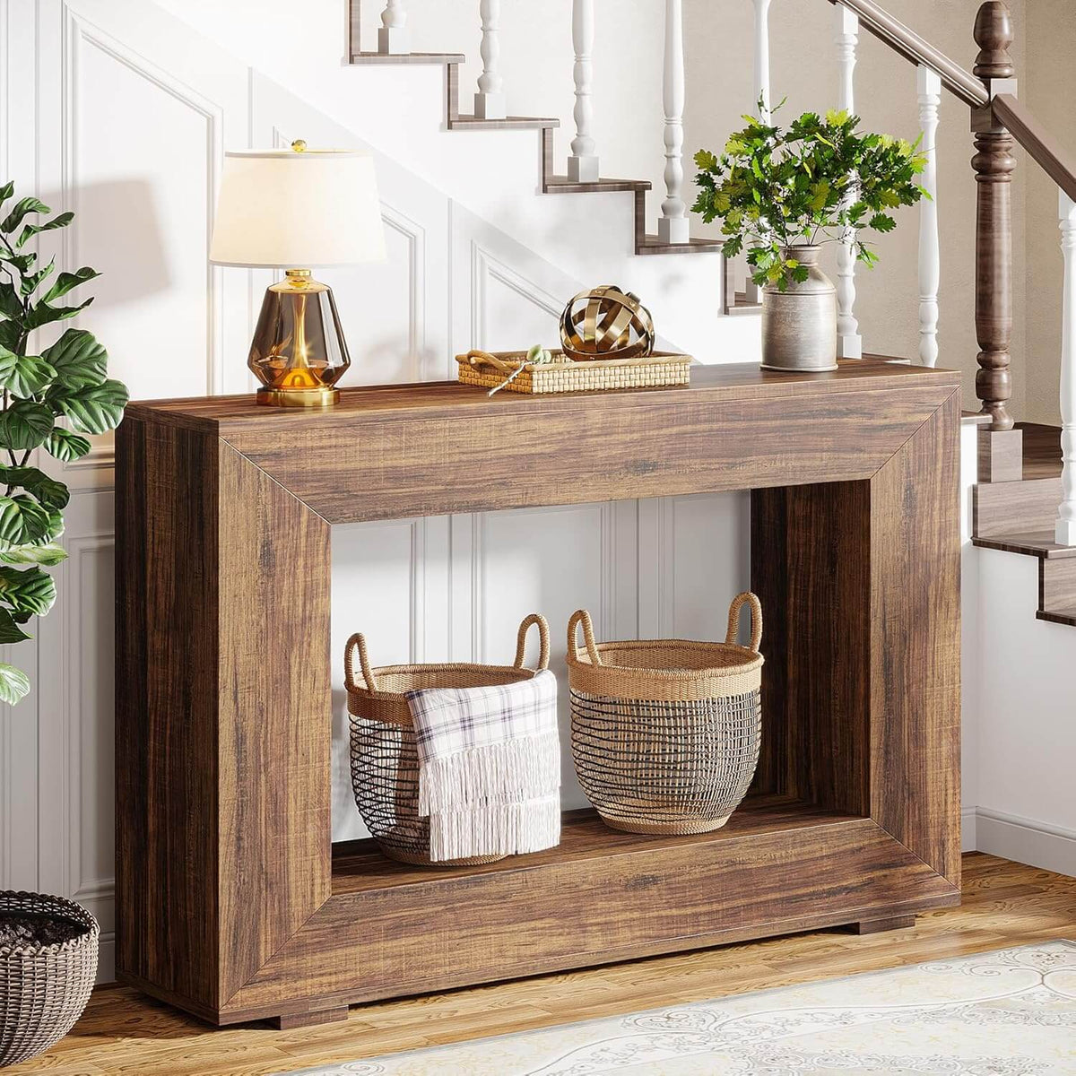 Entryway Farmhouse Table, 47" Rustic Foyer Table-Tribesigns