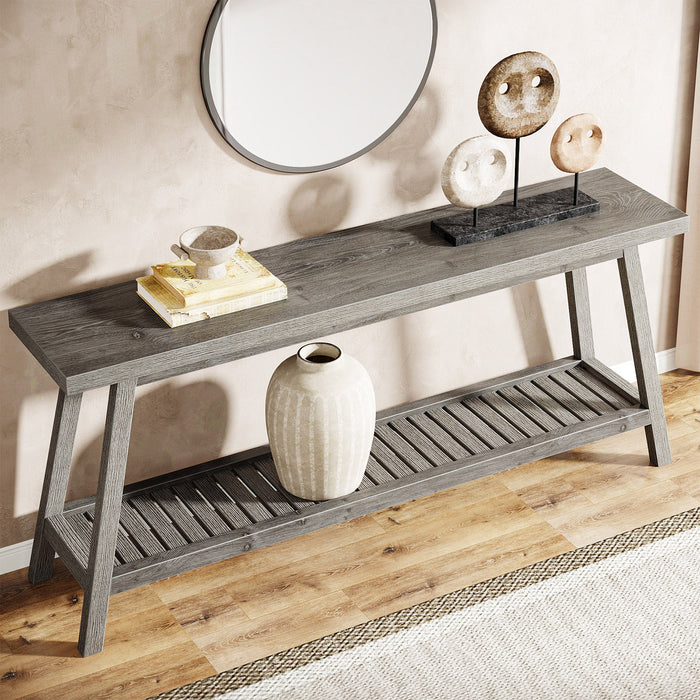Tribesigns 2-Tier Console Table, 70.9" Farmhouse Entryway Sofa Table