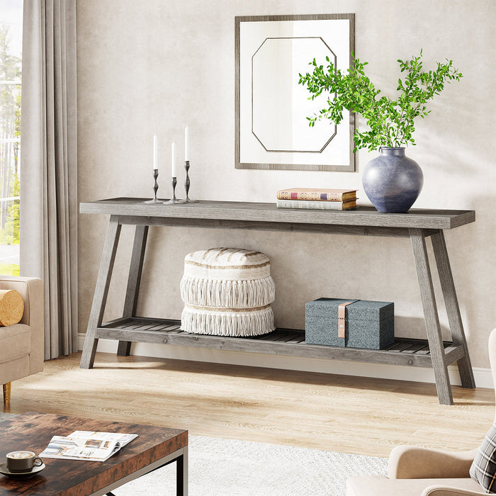 Tribesigns 2-Tier Console Table, 70.9" Farmhouse Entryway Sofa Table