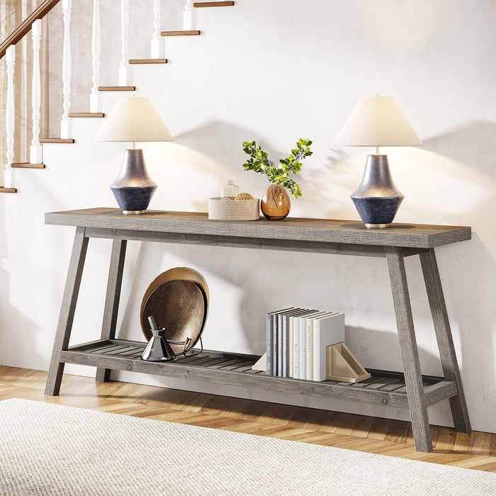 Tribesigns 2-Tier Console Table, 70.9" Farmhouse Entryway Sofa Table