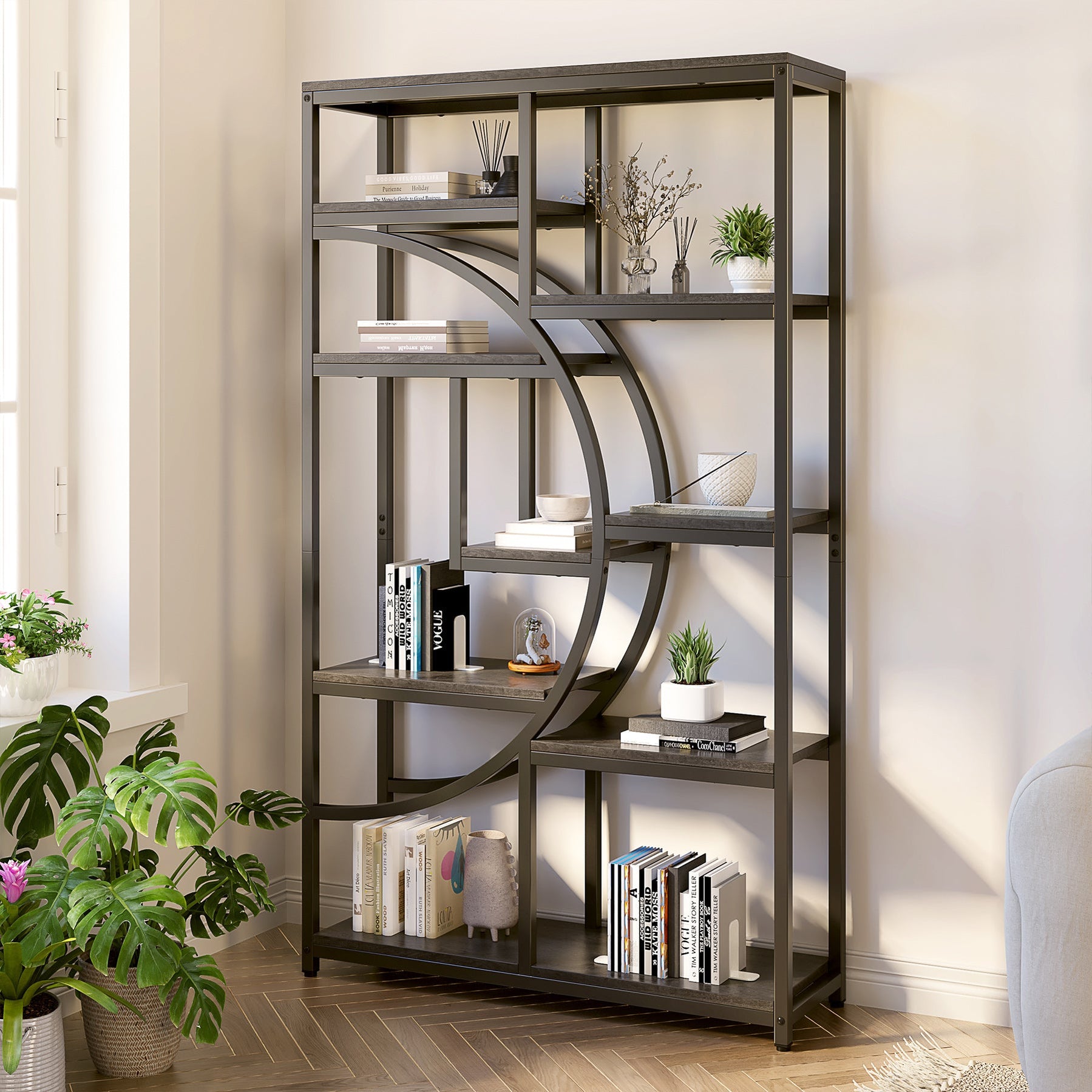 Tribesigns 68.9" Bookshelf Etagere Bookcase with 9 Open Shelves