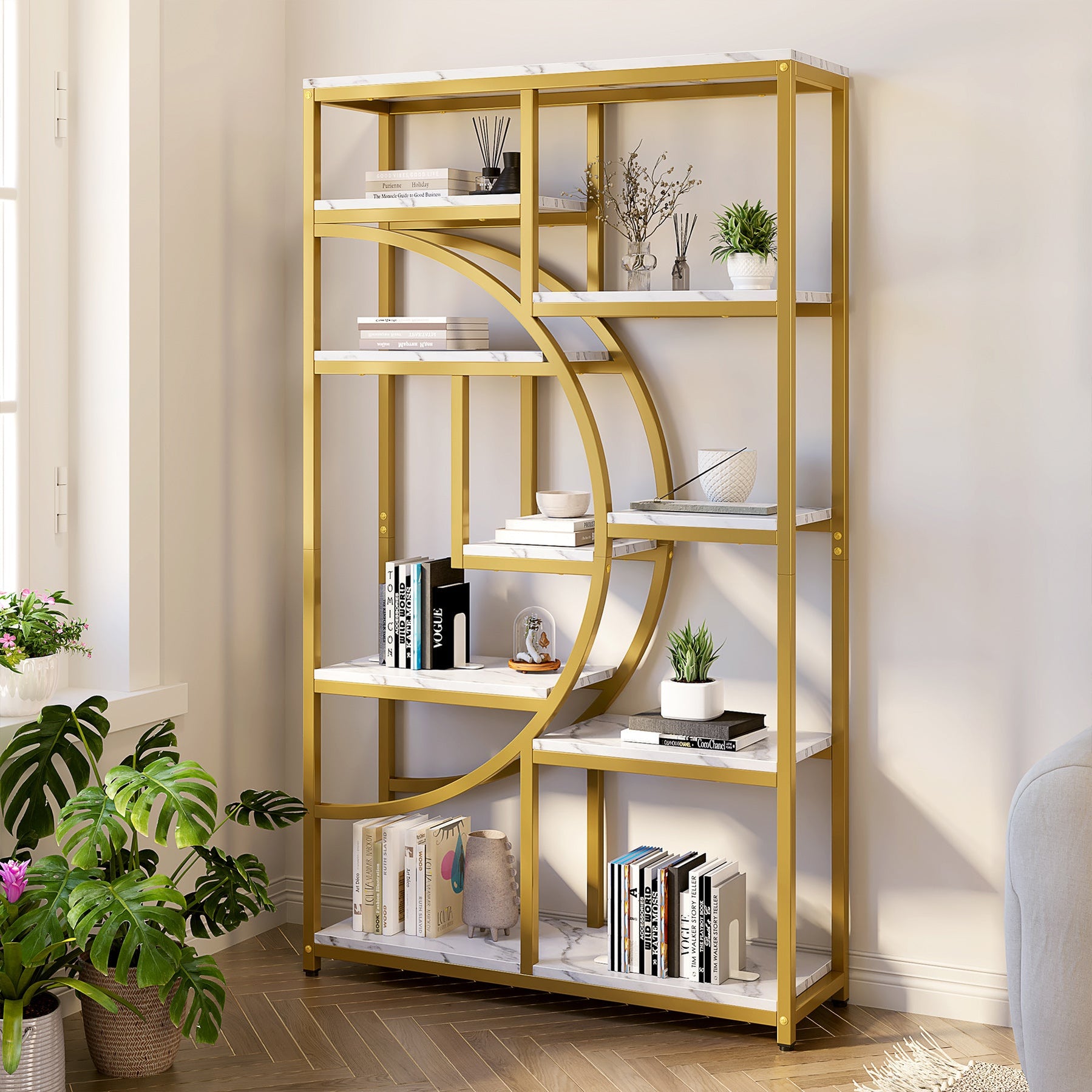 Tribesigns 68.9" Bookshelf Etagere Bookcase with 9 Open Shelves