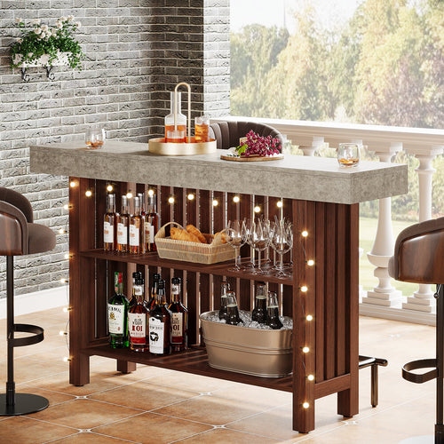 Tribesigns Home Bar Unit, Modern 2-Tier Bar Table with Footrest-Tribesigns