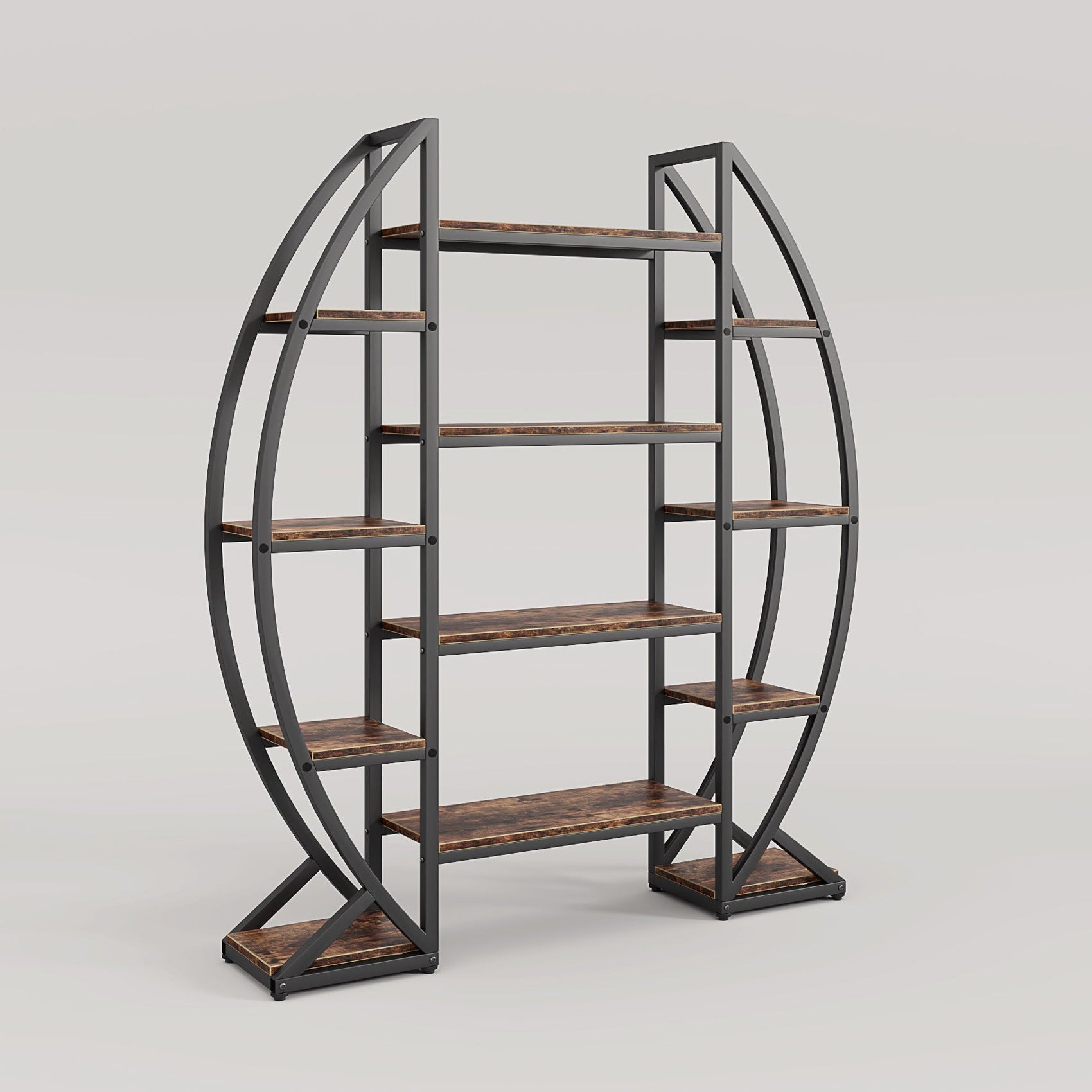 Tribesigns Bookshelf Oval Triple Wide Etagere Bookcases-Tribesigns