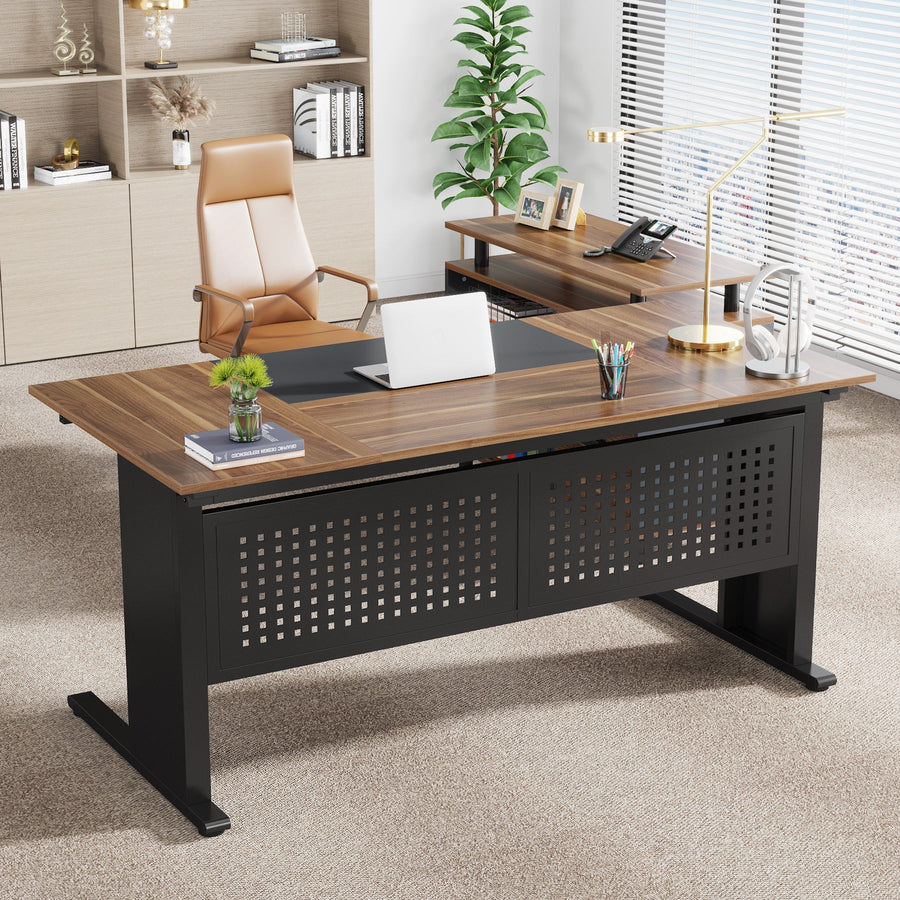 Tribesigns L-Shaped Desk 63" Computer Executive Desk with File Cabinet ...