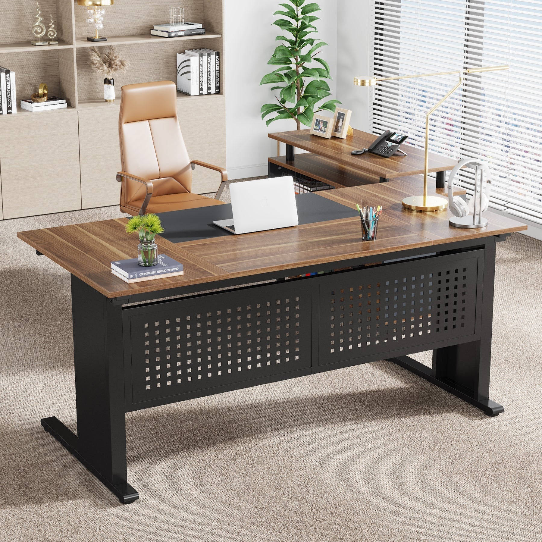 Tribesigns L-Shaped Desk 63" Computer Executive Desk with File Cabinet