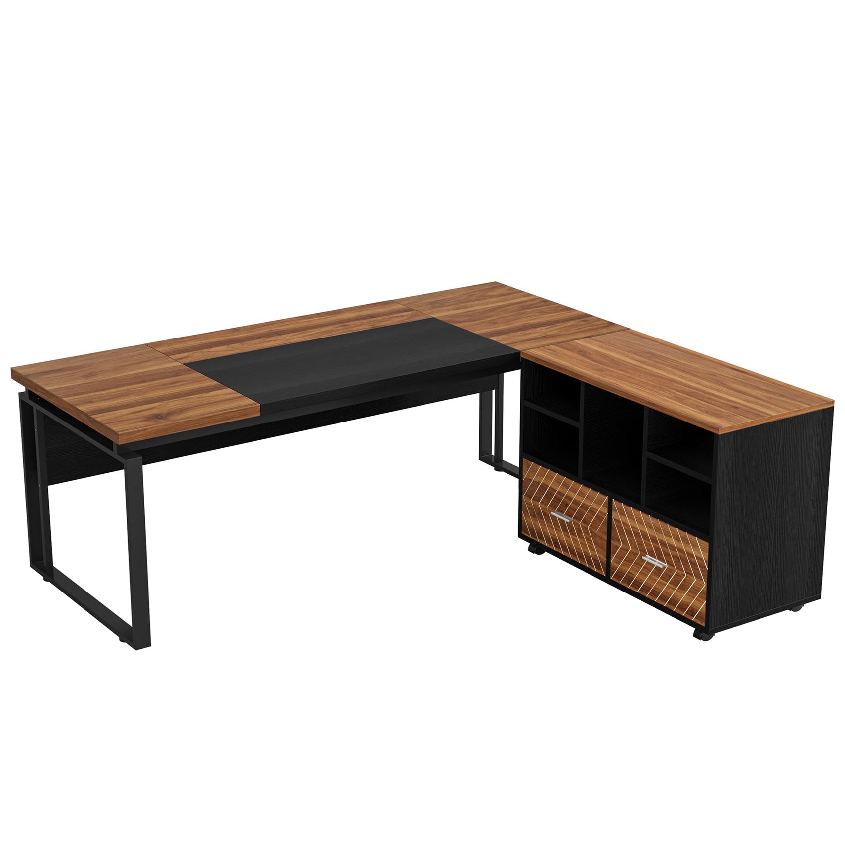 Tribesigns L-Shaped Executive Desk with Mobile File Cabinet-Tribesigns