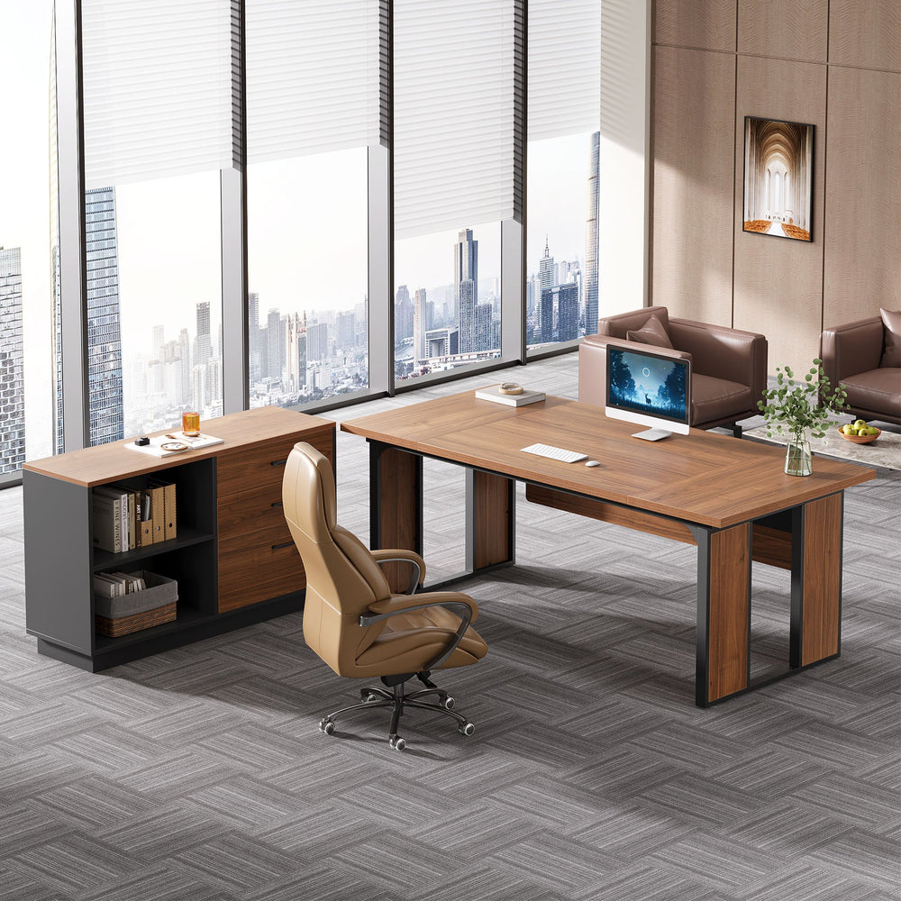 Tribesigns L-Shaped Executive Desk 63" Computer Desk with File Cabinet ...