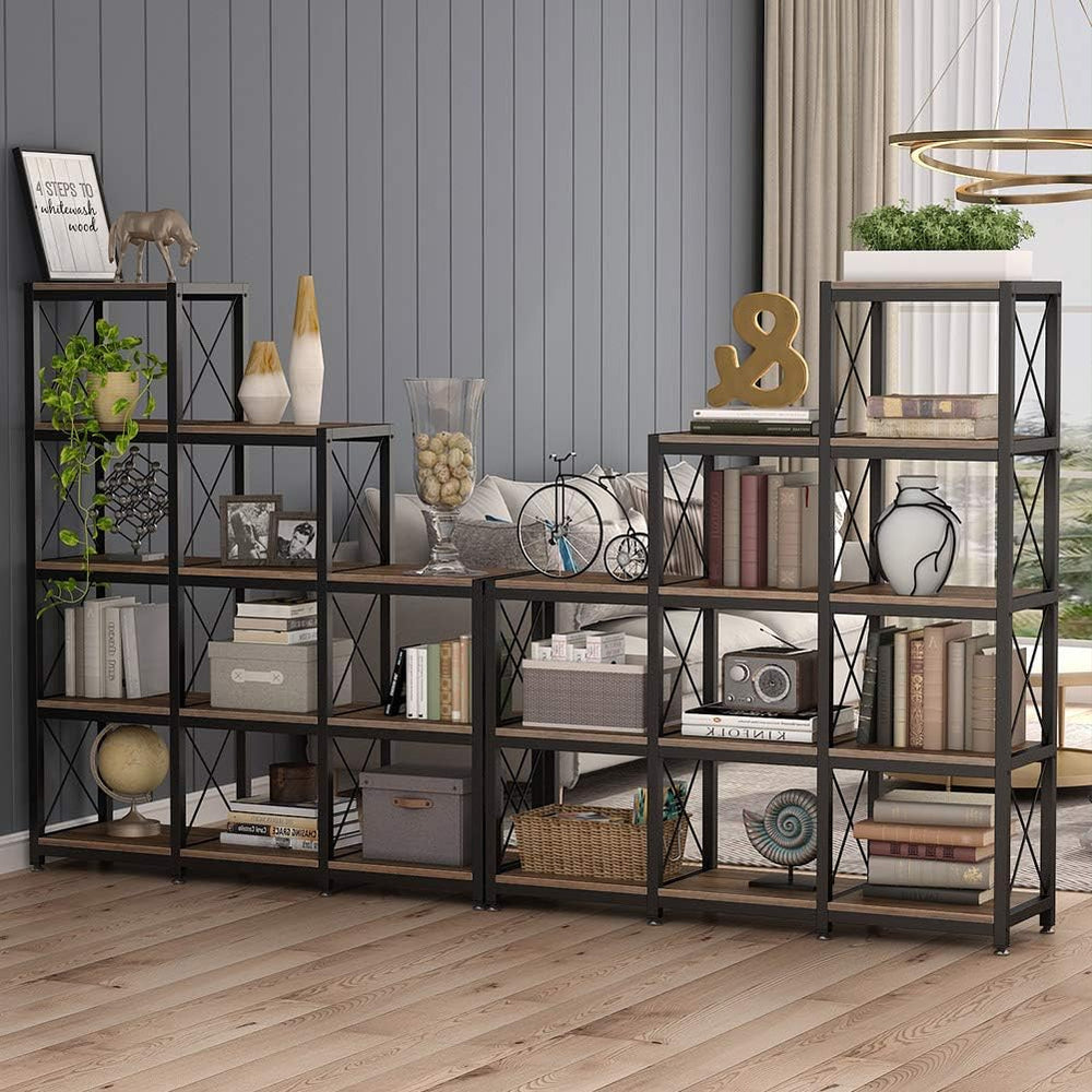 Tribesigns L-Shaped Ladder 9 Cubes Bookshelf, 12 Shelves Industrial ...