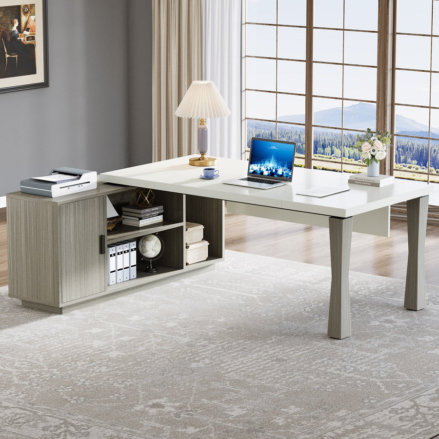 Tribesigns Large L-Shaped Desk, 71-Inch Executive Desk with Cabinet ...