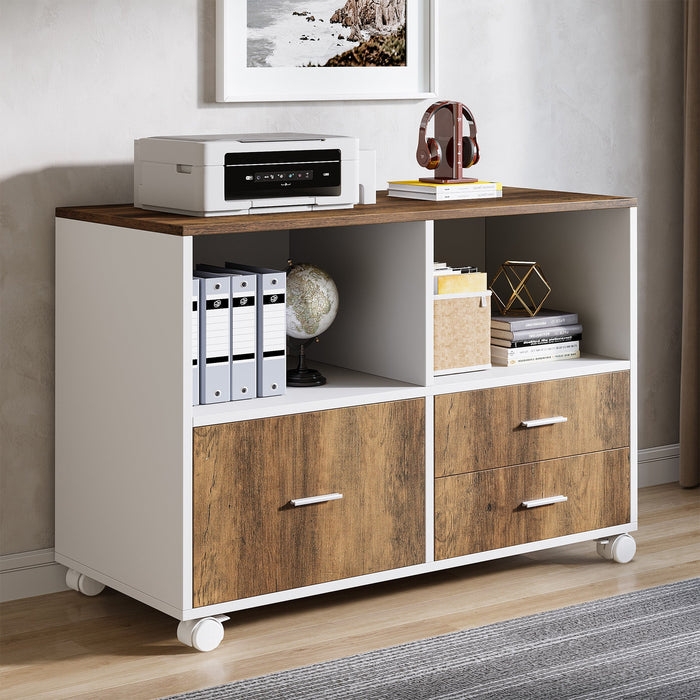 Tribesigns Lockable File Cabinet Printer Stand with Drawers & Caster ...