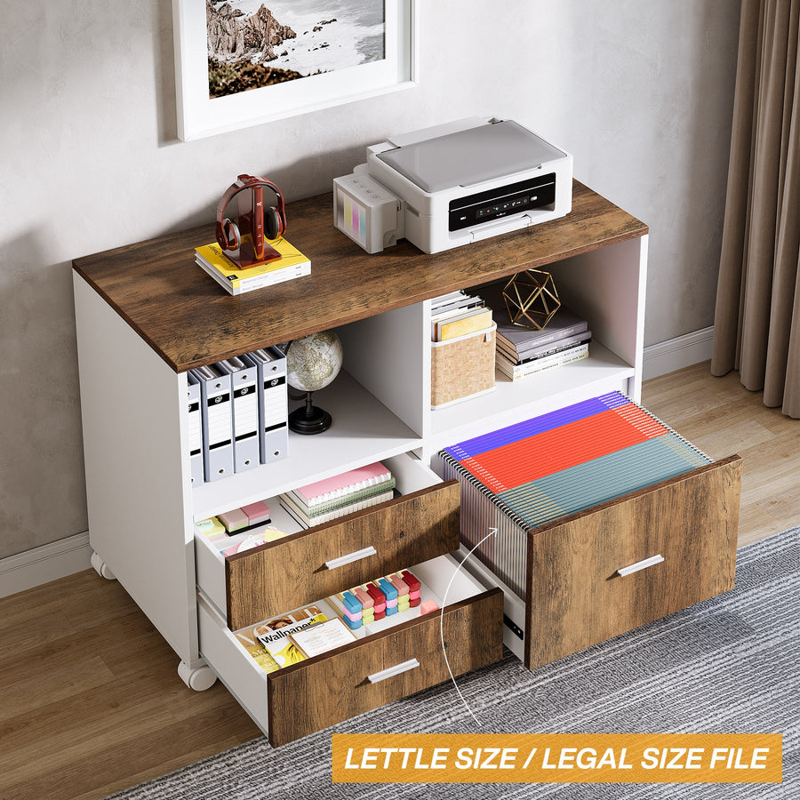 Tribesigns Lockable File Cabinet Printer Stand with Drawers & Caster ...