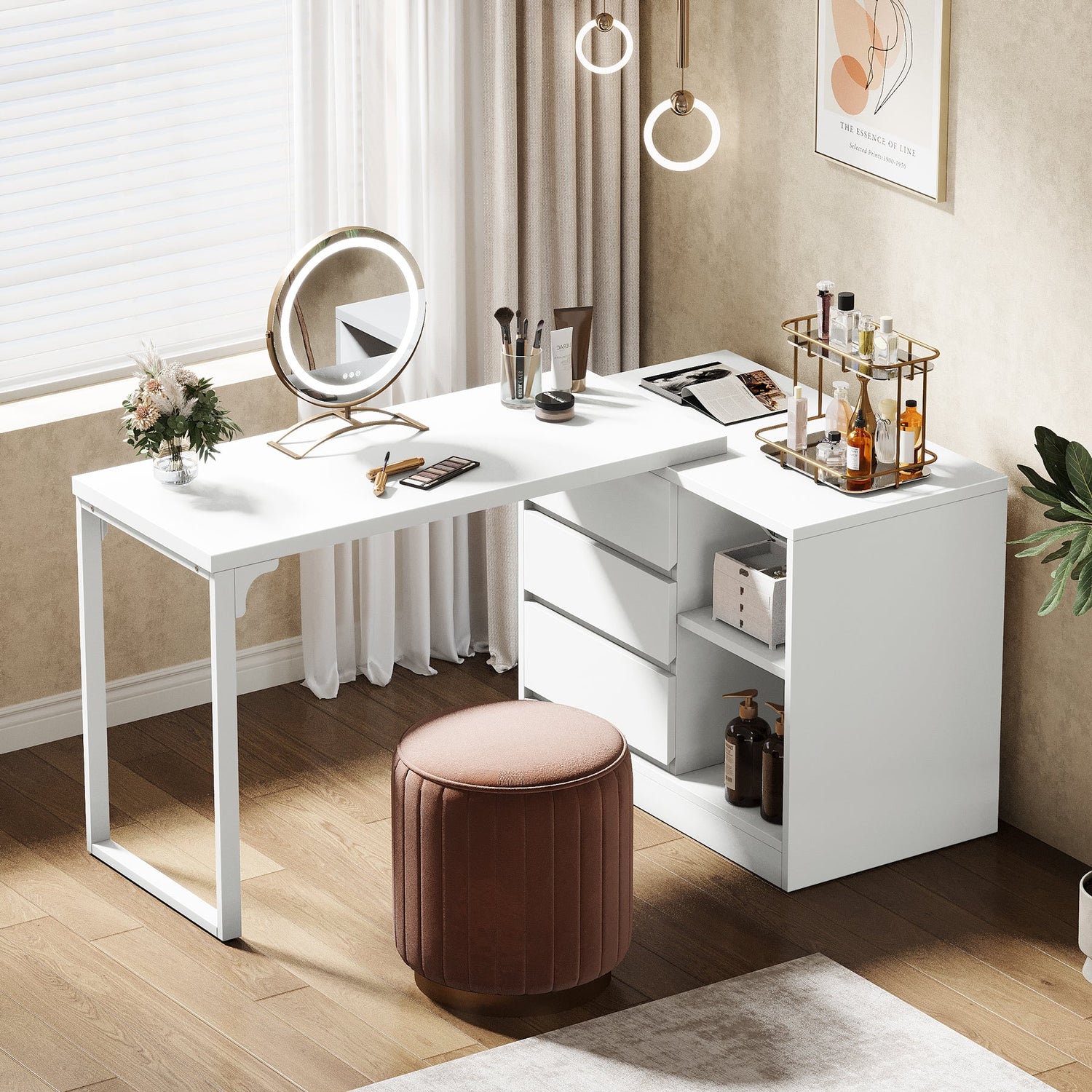 Tribesigns Makeup Vanity, Dressing Table With 3 Drawers And Shelves ...