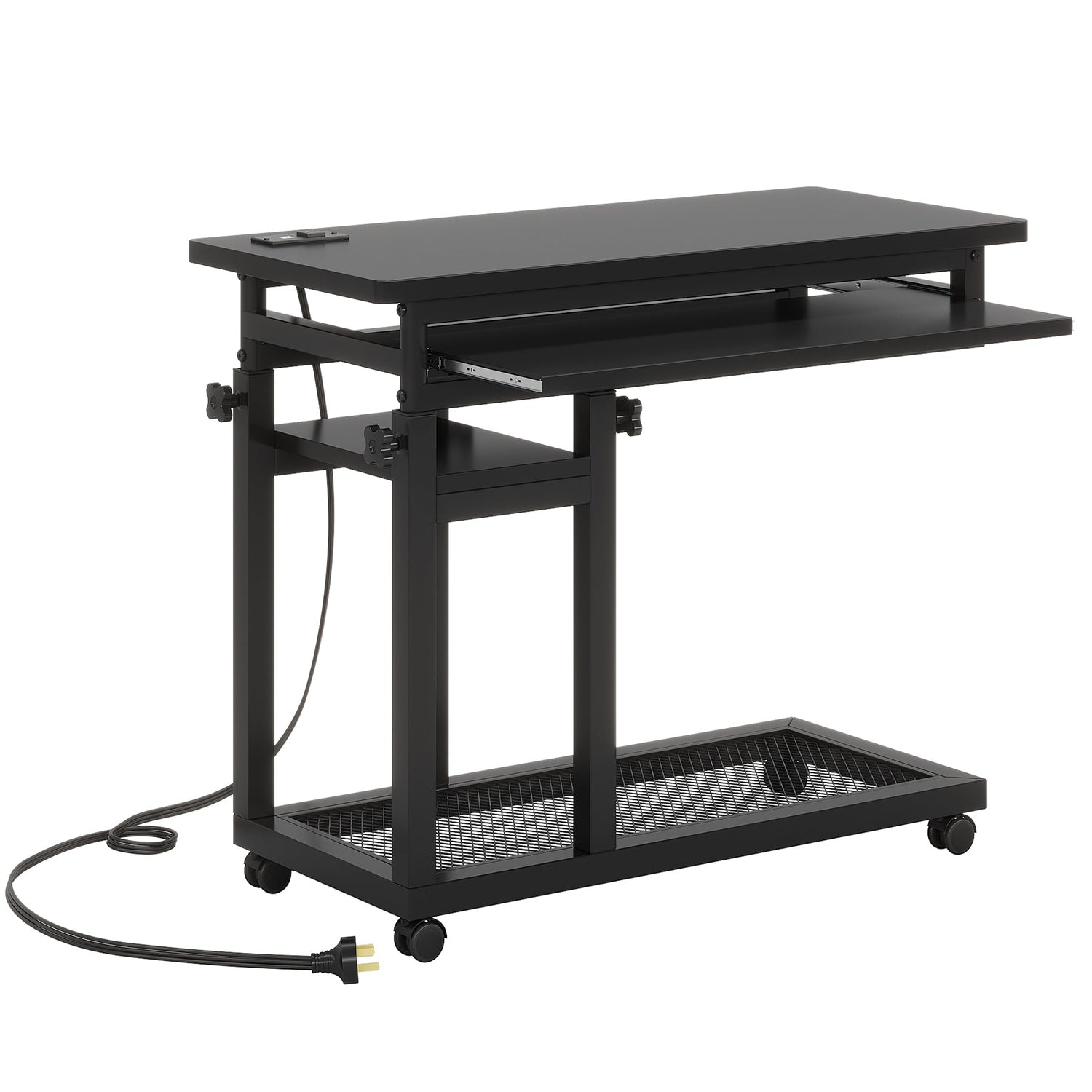 Mobile C Table With Electrical Outlet, Portable Side Table-Tribesigns