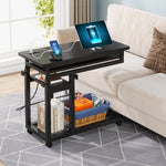 Tribesigns C Table, Mobile Portable Desk Side Table with Power Outlet