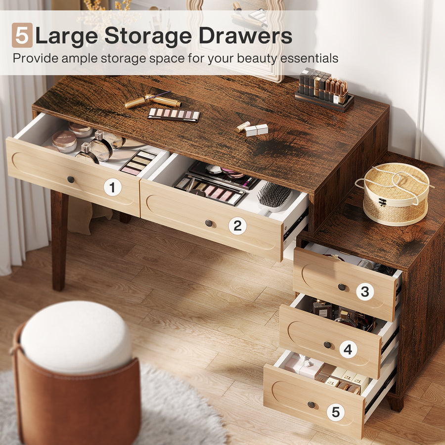 Tribesigns Modern Makeup Vanity Table, Dressing Table with 5 Drawers ...