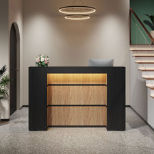 Tribesigns Reception Desk, Reception Counter Table Front Desk with LED ...