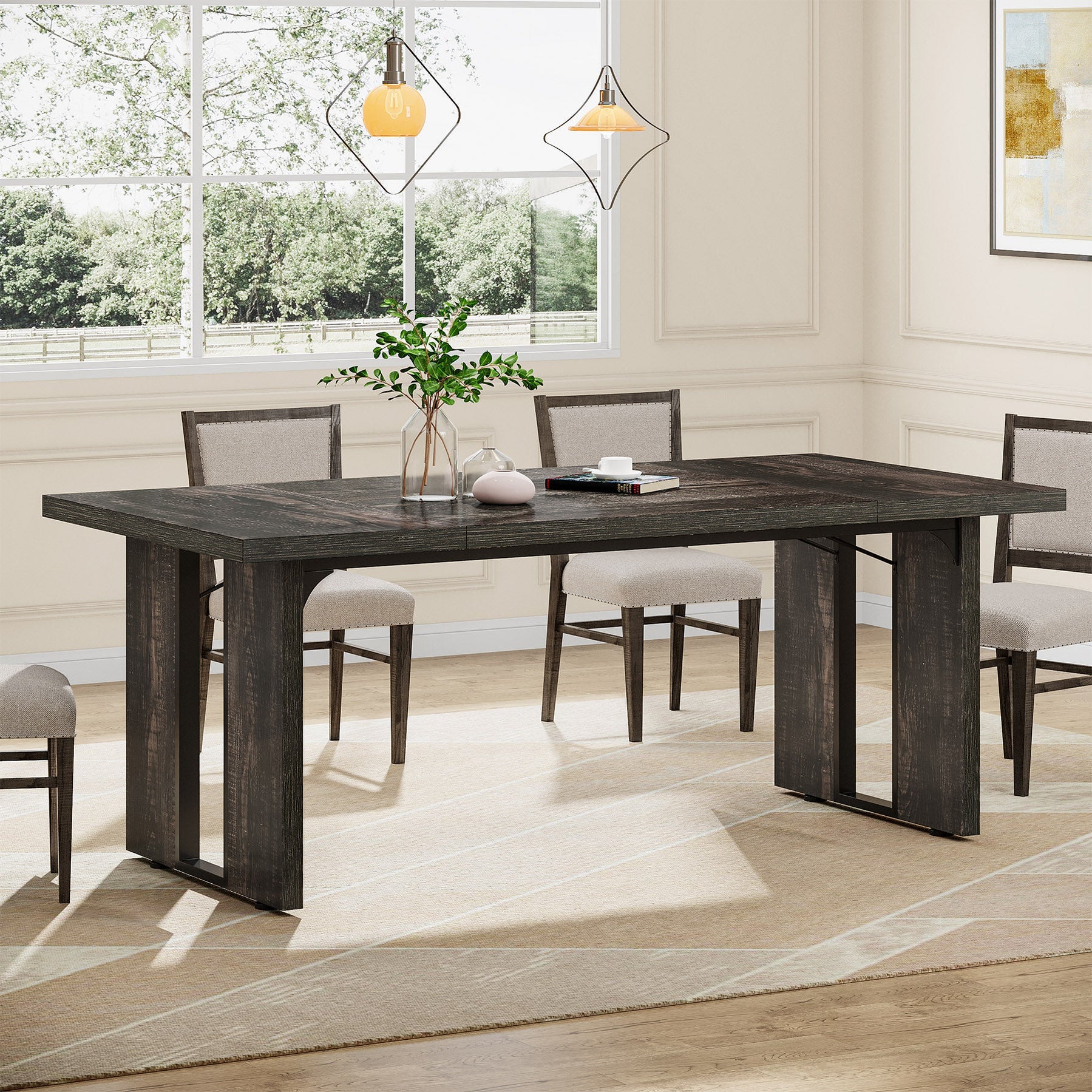 Tribesigns 71"Farmhouse Dining Breakfast Table for 6 to 8 People