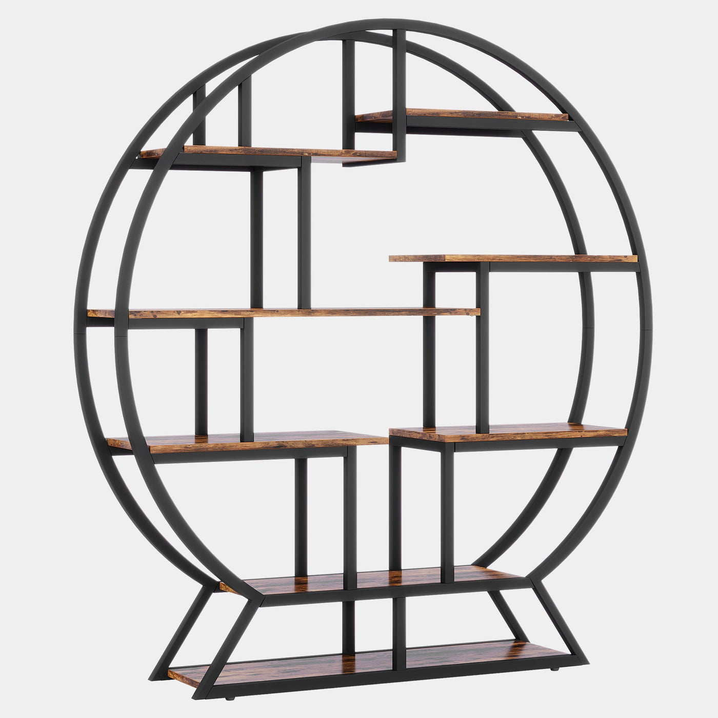 Tribesigns 63" Round Bookshelf Etagere Bookcase with Staggered Shelves