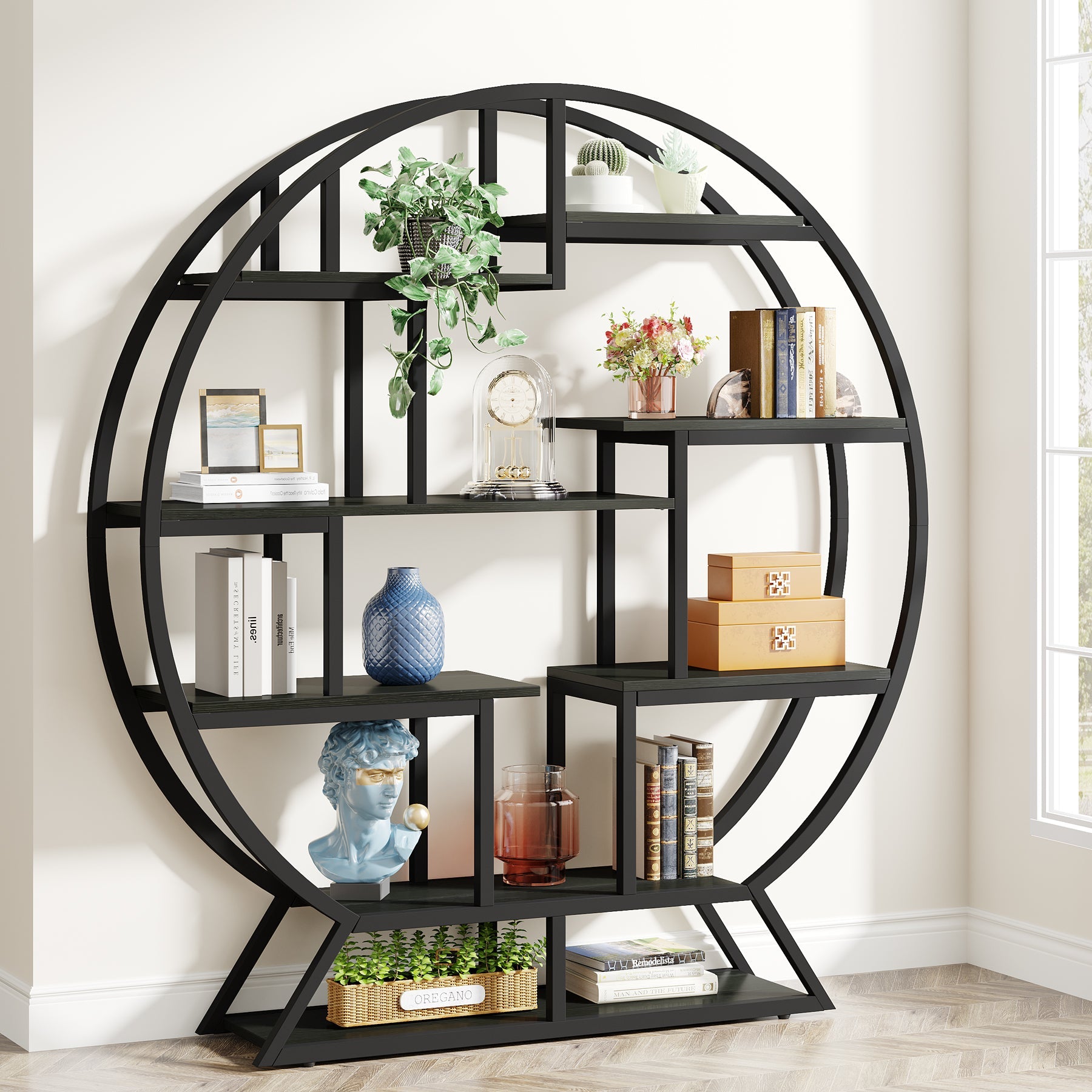 Circular Bookcase Amazon.com: BJTDLLX Rotating Bookshelf, Freestanding