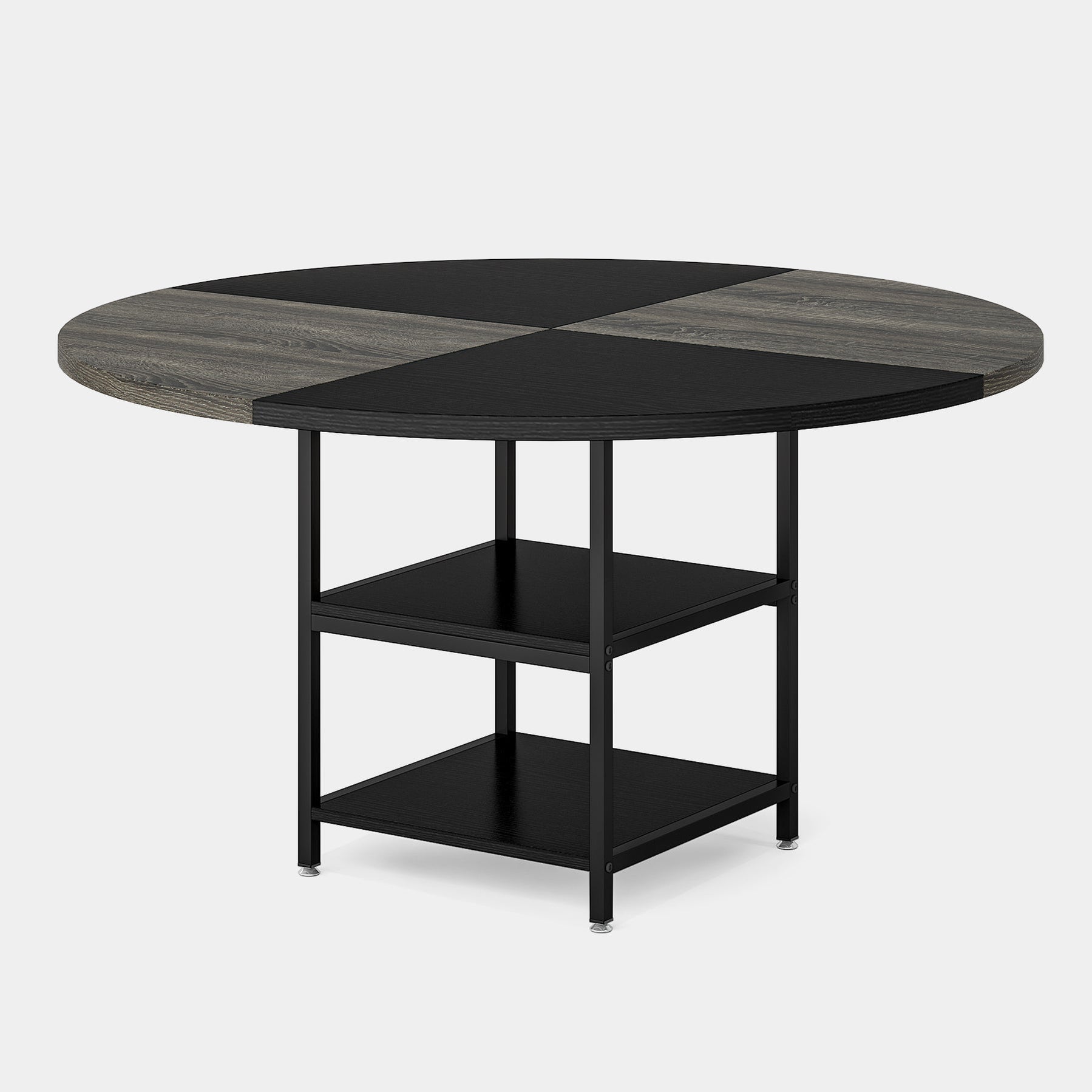 Tribesigns Dining Table, Round Kitchen Dinner Table with Storage Shelf