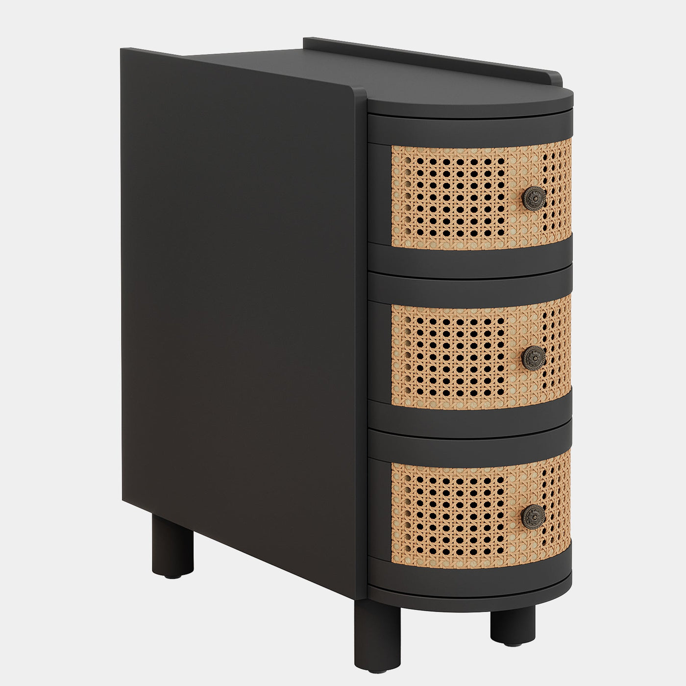 Tribesigns Wood End Table, 3-Drawer Side Table with 3 Rattan Drawers