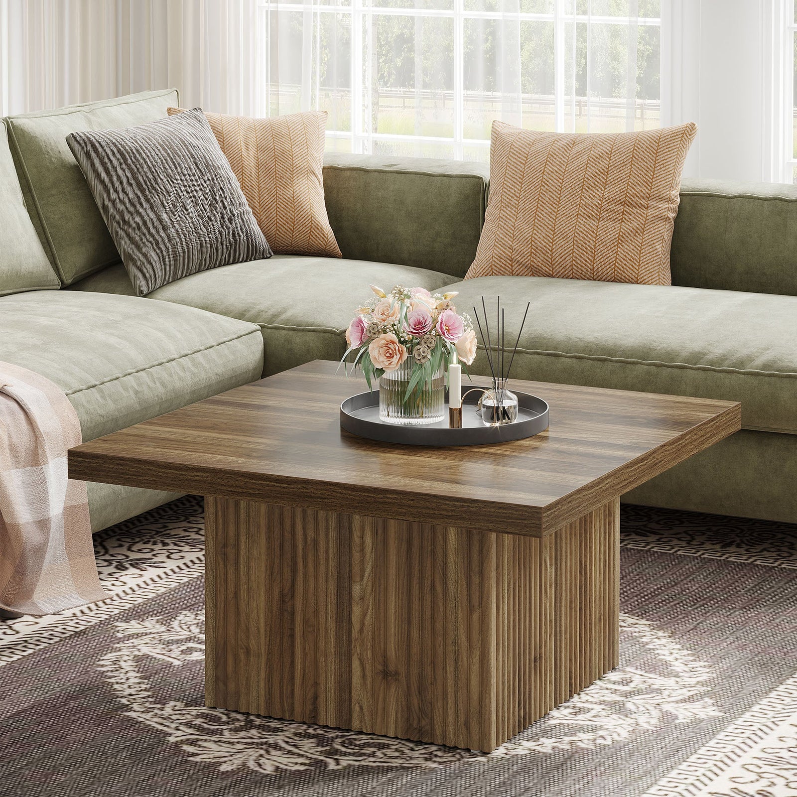 Tribesigns Square Coffee Table, 31.5-Inch Wood Center Table-Tribesigns