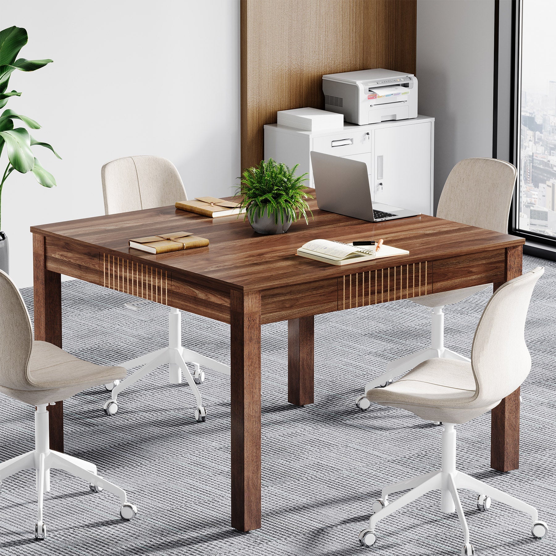 Tribesigns Square Conference Table Small Meeting Room Table For Office ...